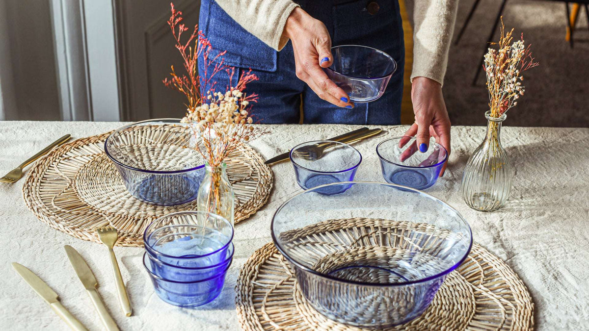 Lys Marine Blue Glass Soup Plate 7.625", Set of 6 | Duralex USA